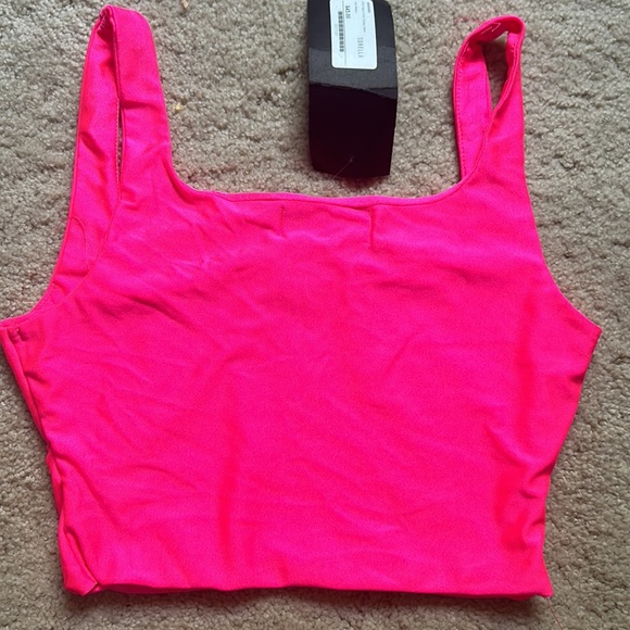 Sorella Boutique | Tops | Pos Neon Pink Glossy Biker Crop Top Size M ...